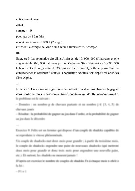 SOLUTION Exercices Avec Correction En Algorithmique Et Programmation Studypool