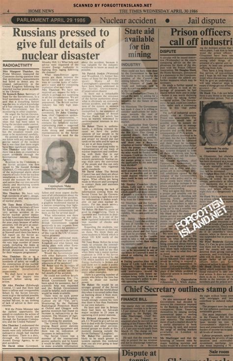 Chernobyl Disaster Articles In The Times From 30 April 1986 Forgotten