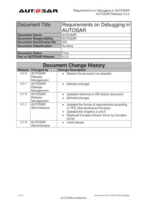 Pdf Requirements On Debugging In Autosar · Requirements On Debugging