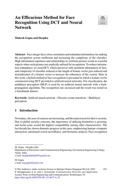 Pdf An Efficacious Method For Face Recognition Using Dct And Neural Network