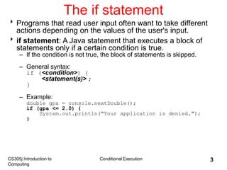 Topic ConditionalExecution Ppt