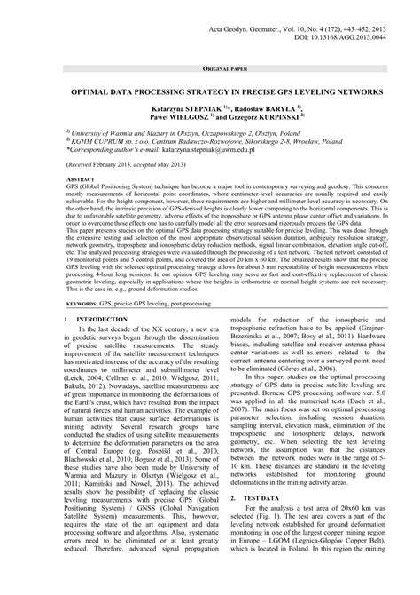 Pdf Optimal Data Processing Strategy In Precise Gps Leveling Networks