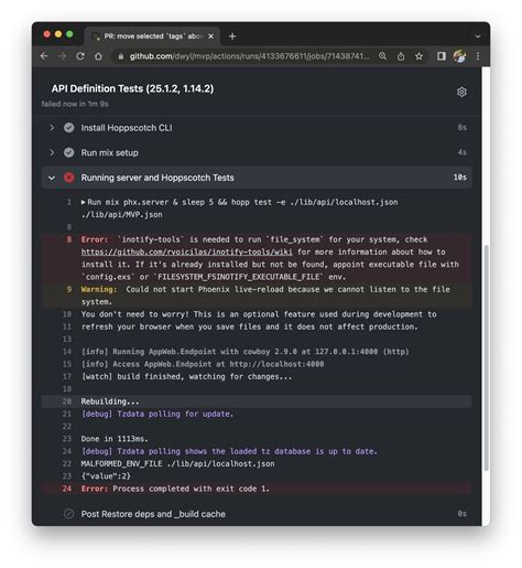Chore API Tests Failing On Main Branch Issue Dwyl Mvp GitHub
