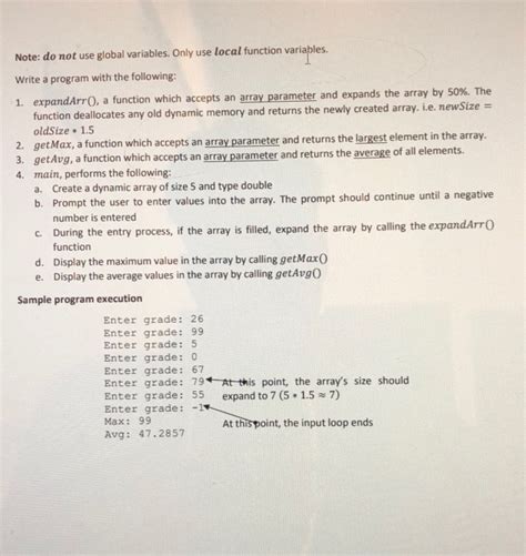 Solved Note Do Not Use Global Variables Only Use Local