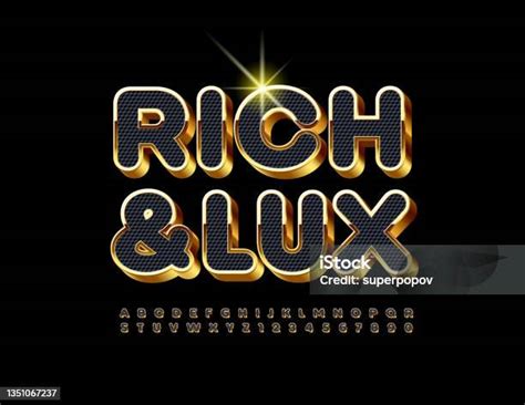 벡터 리치 및 럭스 글꼴 블랙 과 골든 3d 알파벳 금색에 대한 스톡 벡터 아트 및 기타 이미지 금색 디자인 로고