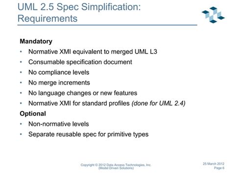 Uml 2 5 Specification Simplification Ppt