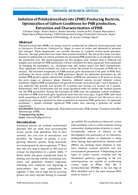 Pdf Isolation Of Polyhydroxybutyrate Phb Producing Bacteria Optimization Of Culture