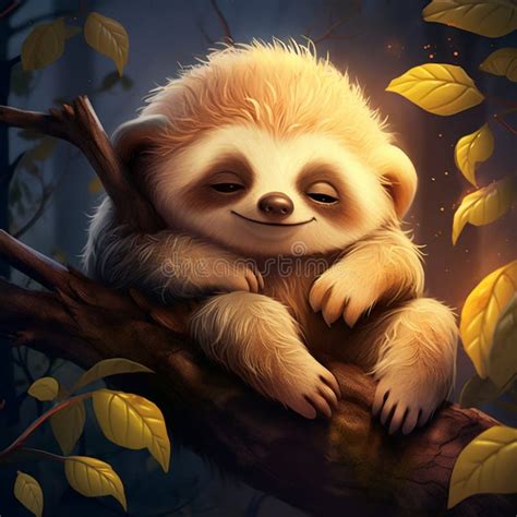 A Cute Smiling Sloth Sleeping Generative Ai Stock Illustration Illustration Of Costa Cute