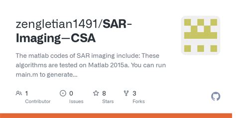 Github Zengletian1491 Sar Imaging Csa The Matlab Codes Of Sar
