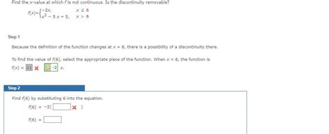solved find the x value at which fis not continuous is the