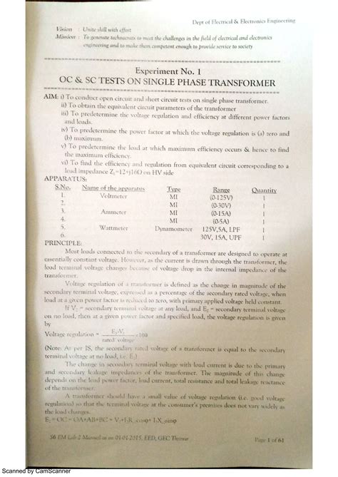 ELECTRICAL MACHINE LAB MANUAL PART PDF