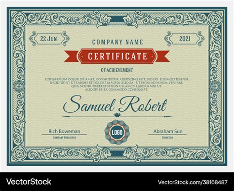 Classic Certificate Old Design Template Royalty Free Vector