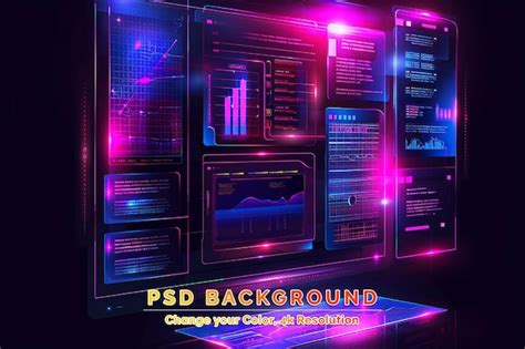 Premium Psd Digital Cyberspace Circuit Board In Neon Glow Lines With Binary Code Particles Network