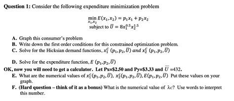 Solved Question 1 Consider The Following Expenditure