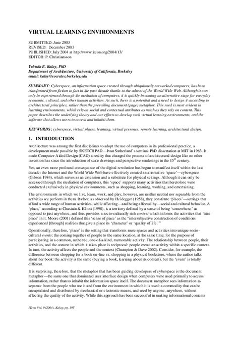 Pdf Virtual Learning Environments