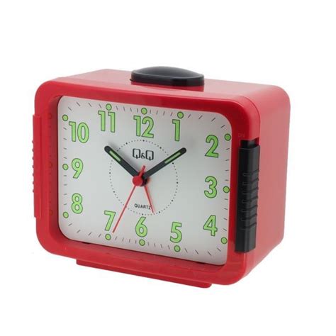 Qandq Analog Bedside Clock Red 0286g502y Timecentre
