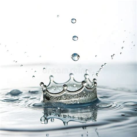Translucent Water Surface With Crown And Drops From Falling Object Isolated On White Background Translucent Water Surface With Crown And Drops From Falling Object Isolated On White Background