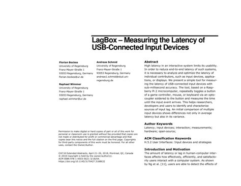 Pdf Lagbox Measuring The Latency Of Usb Connected Input Devices