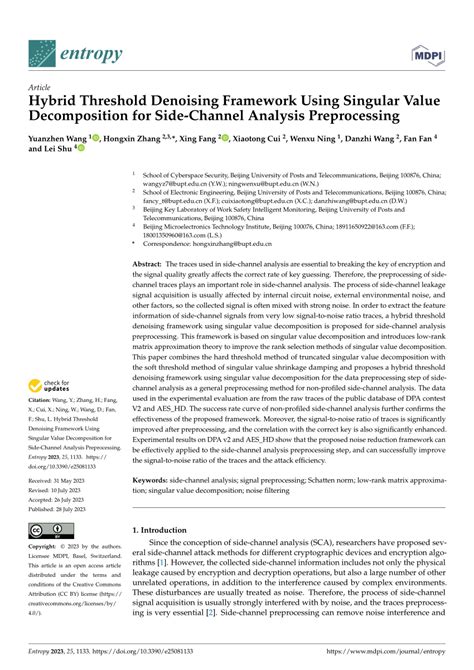 Pdf Hybrid Threshold Denoising Framework Using Singular Value