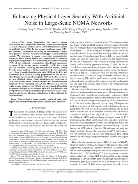 Pdf Enhancing Physical Layer Security With Artificial Noise In Large