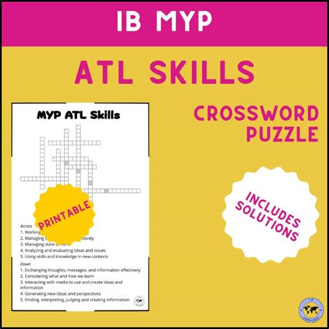 Myp Atl Skills Crossword Puzzle Ib Middle Years Programme Activity