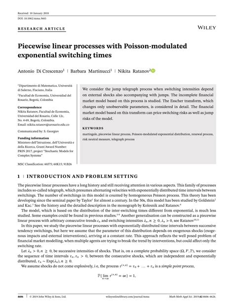 piecewise linear processes with poisson‐modulated exponential switching