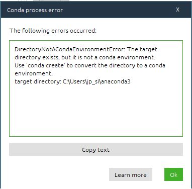 Python DirectoryNotACondaEnvironmentError The Target Directory Exists But It Is Not A Conda