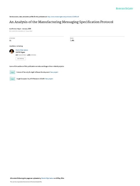 An Analysis Of The Manufacturing Messaging Specifi Pdf Osi Model