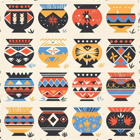 Premium Vector Indian Pottery Patterns With Traditional Shapes