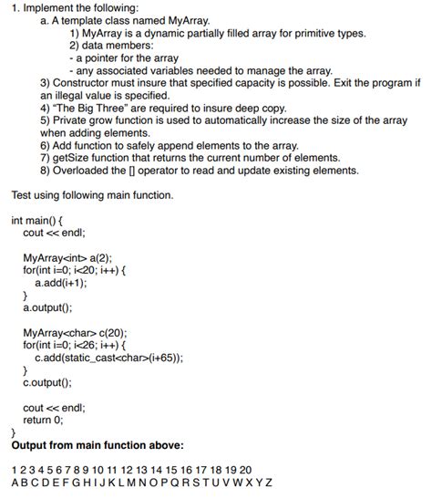 Solved 1 Implement The Following A A Template Class Named