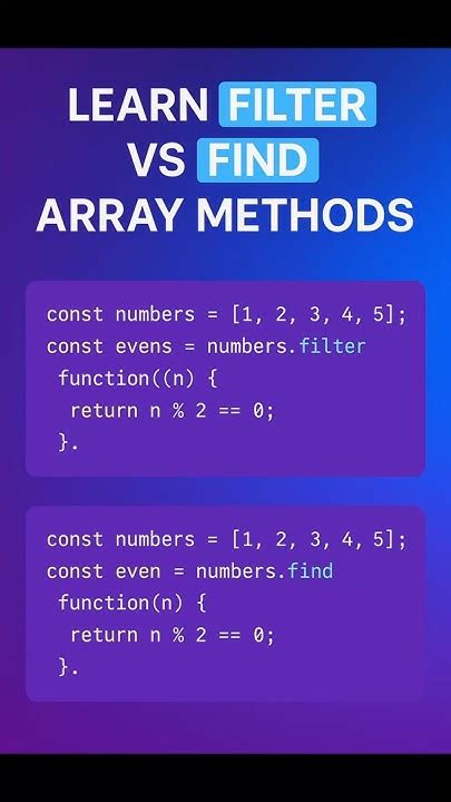 Learn Find Vs Filter Array Methods In Javascript Frontend Programming