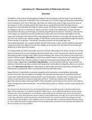 Pulmonary Lab Pdf Laboratory 10 Measurements Of Pulmonary Function Overview Ventilation Is