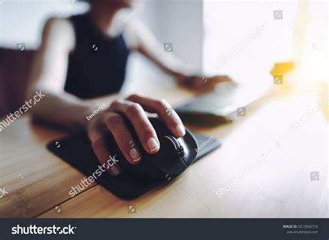 Female Operating Pc Home Stock Photo Shutterstock