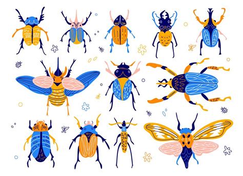 Trendy Insects Funny Colorful Bugs Abstract Geometry Patterns Bright By Yummybuum Thehungryjpeg