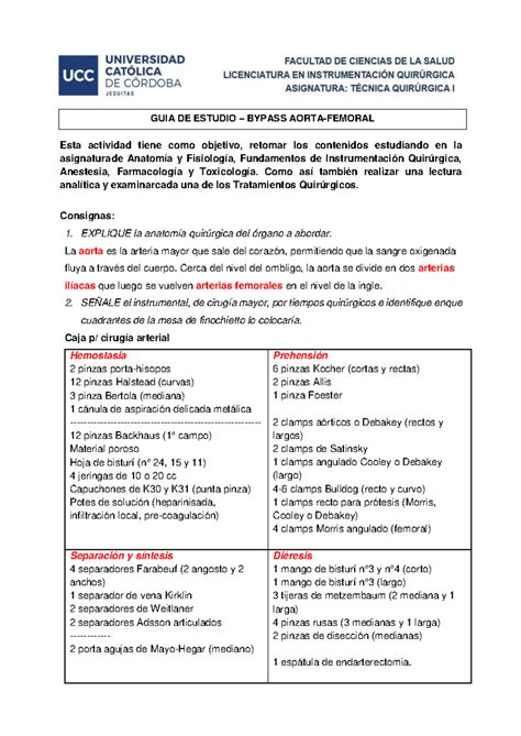 GuÍa De Estudio Bypass Aorto Femoral Para Anatomía Y Fisiología Studocu