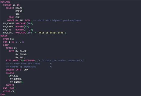 Plsql Developer • Dracula Theme Plsql Developer • Dracula Theme