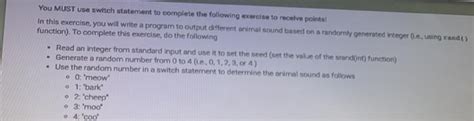 Solved You Must Use Switch Statement To Complete The