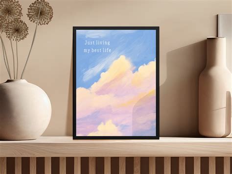 Lark Manor Just Living My Best Life Clouds Minimalist Artwork Framed