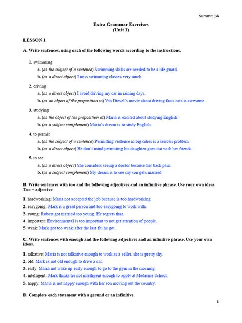 extra grammar exercises pdf adjective preposition and postposition