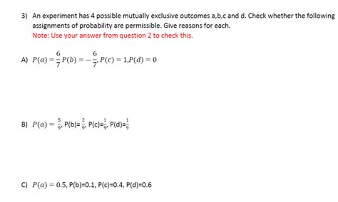 solved 3 an experiment has 4 possible mutually exclusive