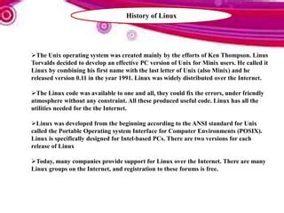 History Of LINUX R D Sivakumar PPT