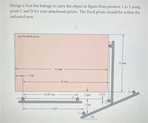 design a four bar linkage to carry the object in