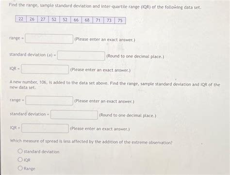 Solved Find The Range Sample Standard Deviation And Chegg