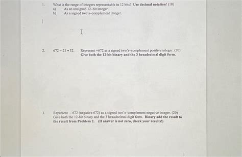 Solved 1 What Is The Range Of Integers Representable In 12
