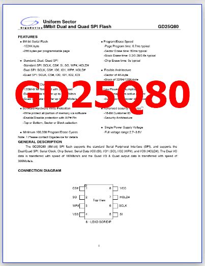 GD25Q80 PDF - 8Mbit Dual and Quad SPI Flash Memory