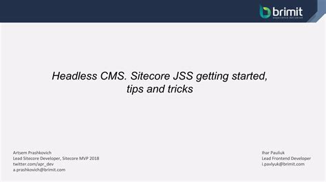 headless cms sitecore jss getting started tips and tricks ppt