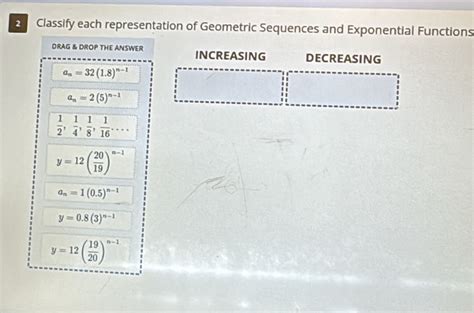 Solved 2 Classify Each Representation Of Geometric Sequences And