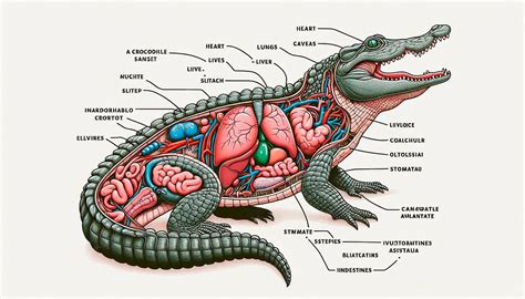 A Drawing Of A Crocodile With The Organs Labeled With The Organs Labeled With The Organs Labeled