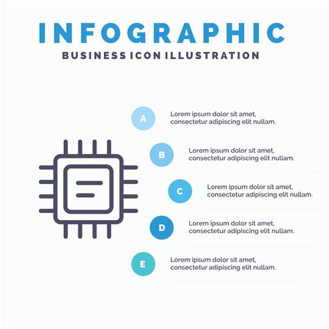 Cpu Microchip Processor Line Icon With Steps Presentation Infographics Background