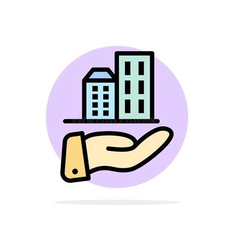 Architecture Business Modern Sustainable Abstract Circle Background Flat Color Icon Stock